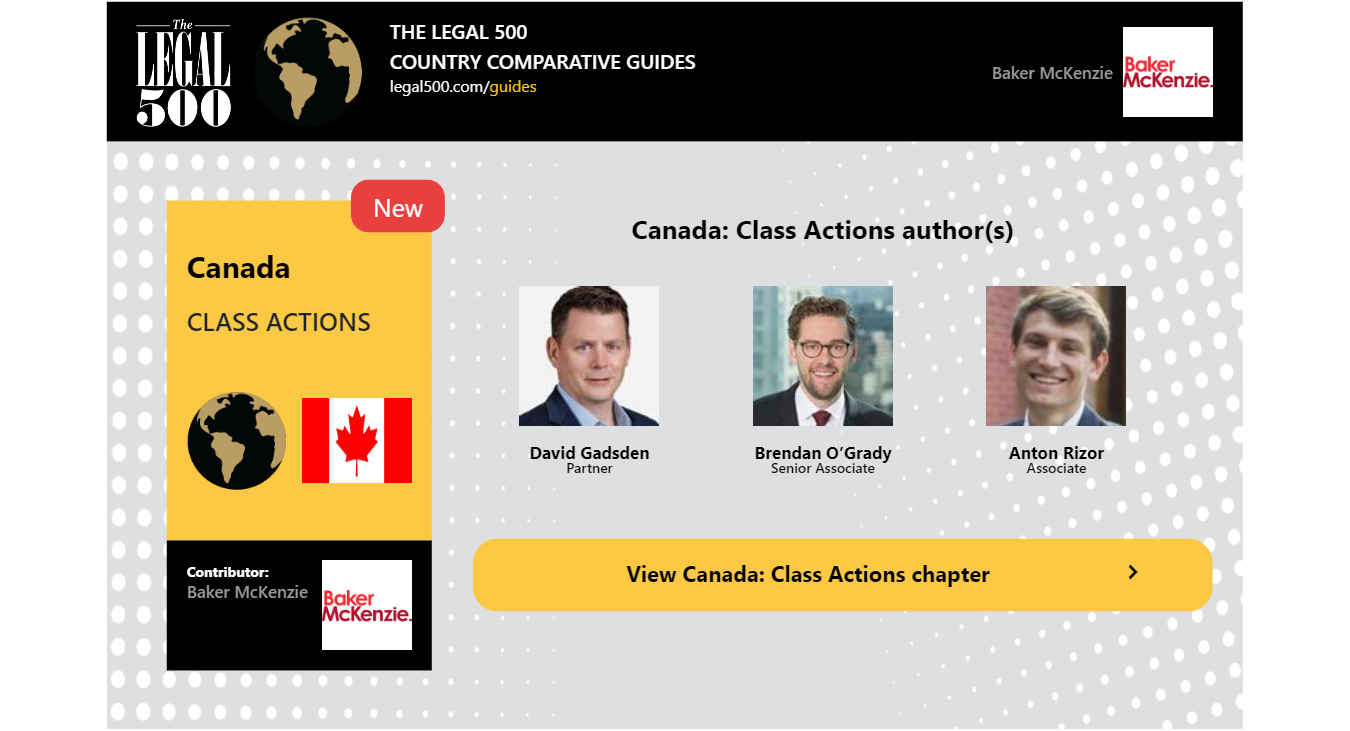 Canada: Class Actions – Country Comparative Guides