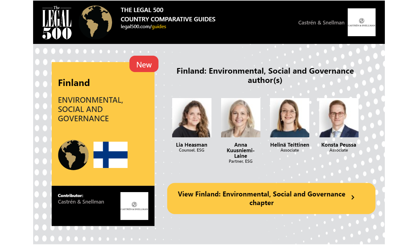 Finland: Environmental, Social and Governance – Country Comparative Guides