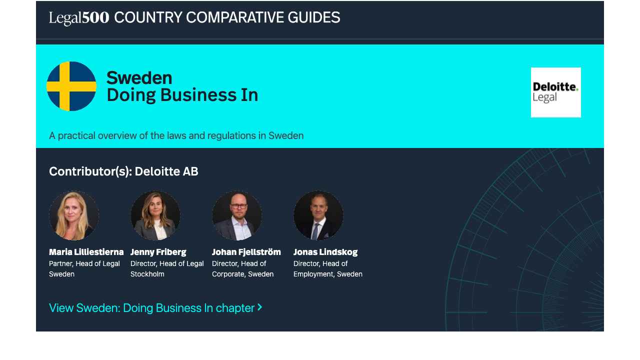 Sweden: Doing Business In – Country Comparative Guides