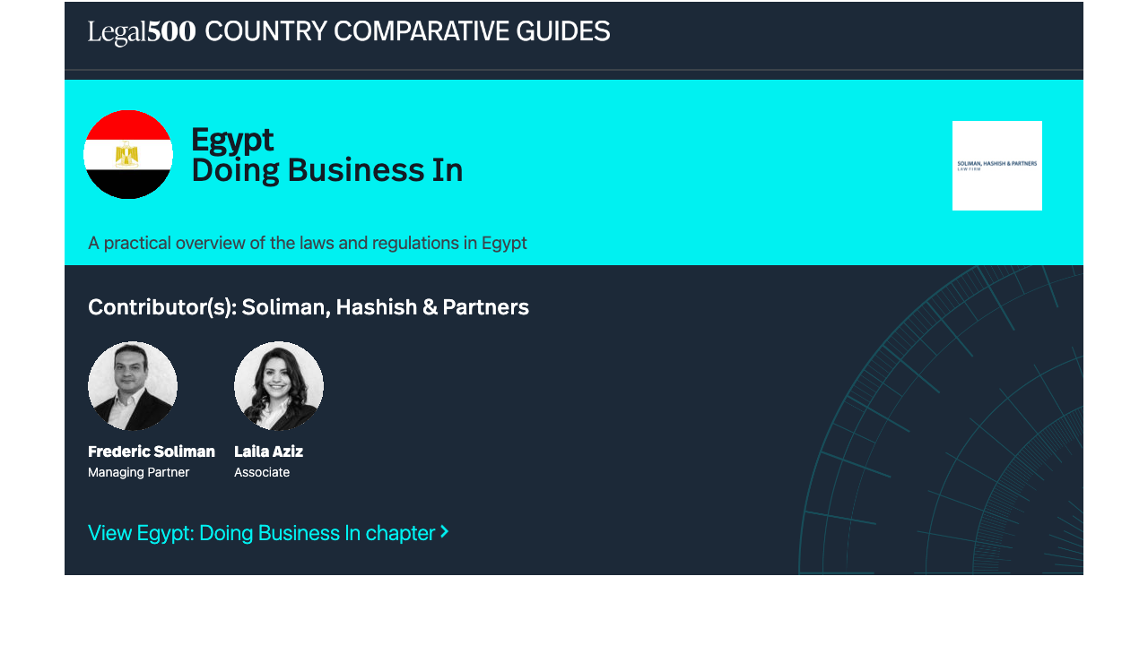 Egypt: Doing Business In – Country Comparative Guides