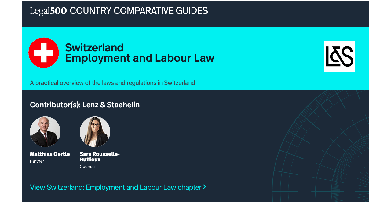 Switzerland: Employment and Labour Law – Country Comparative Guides