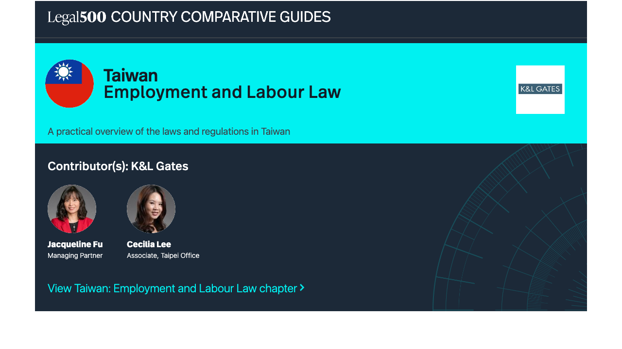 Taiwan: Employment & Labour Law – Country Comparative Guides