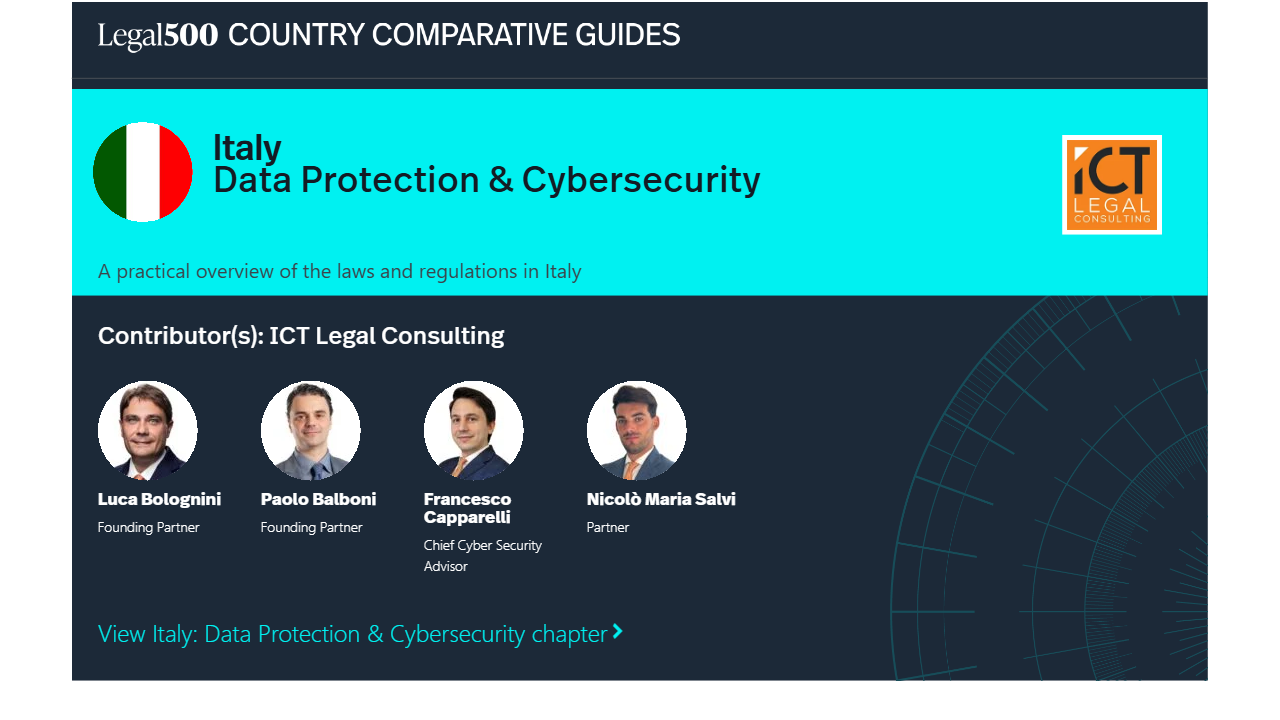 Italy: Data Protection & Cybersecurity – Country Comparative Guides